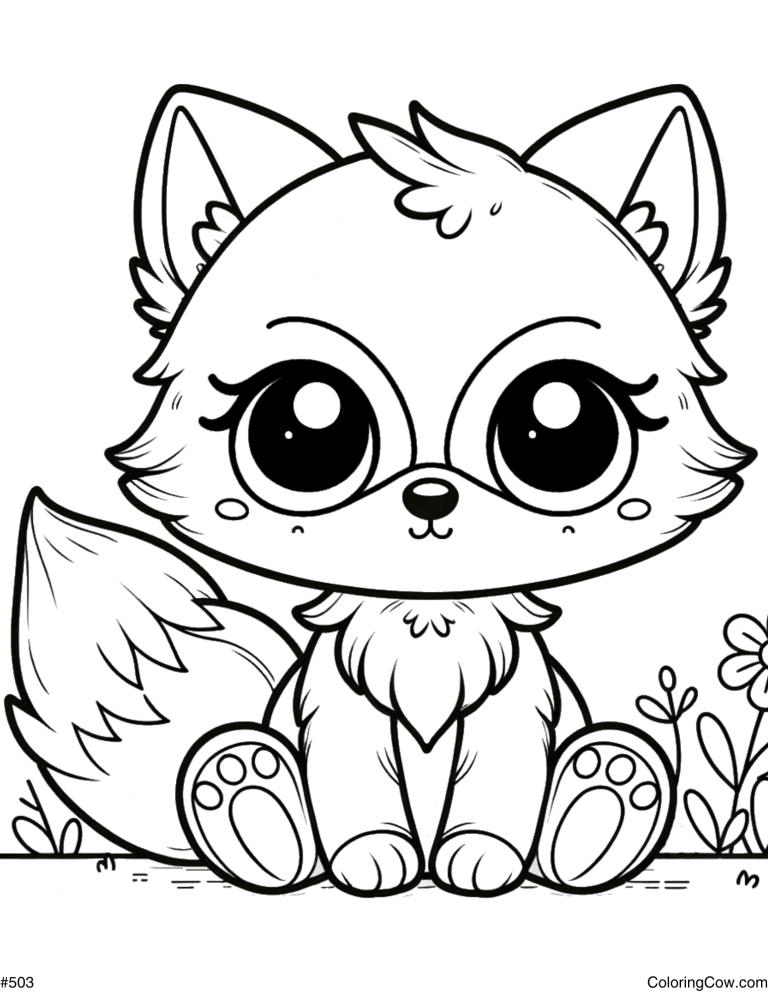 Cute Fox Coloring Page