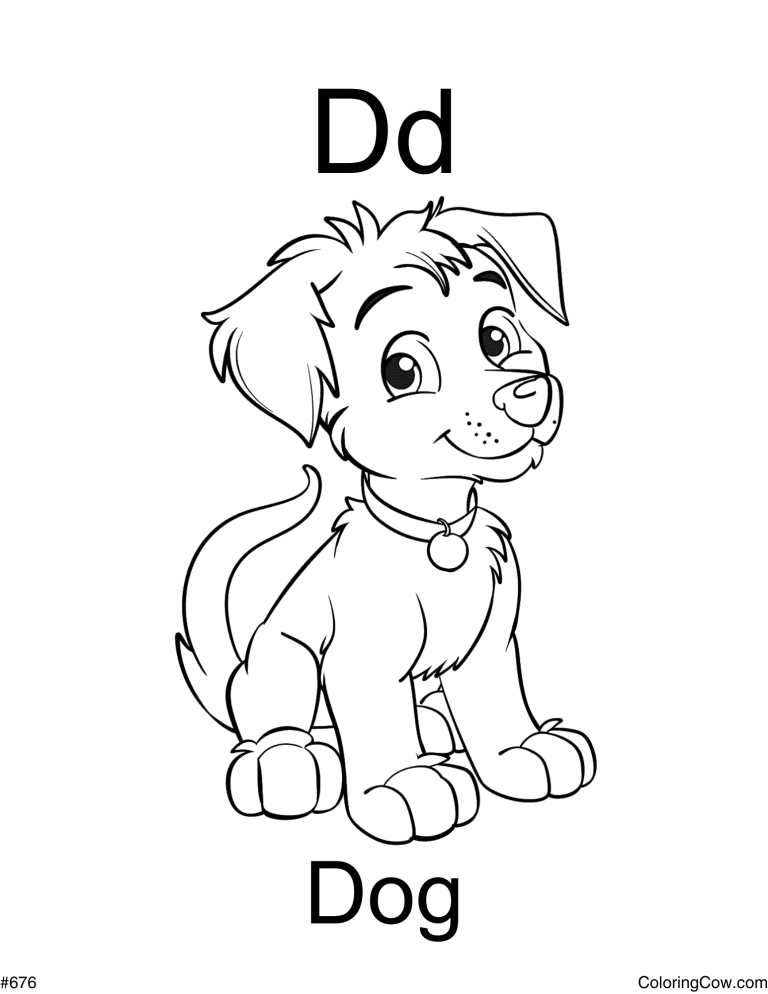 D Is for Dog Coloring Page