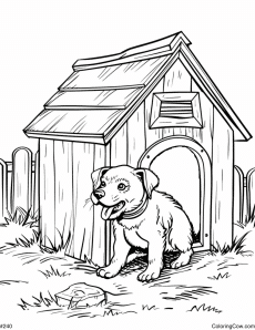Dog House Coloring Page