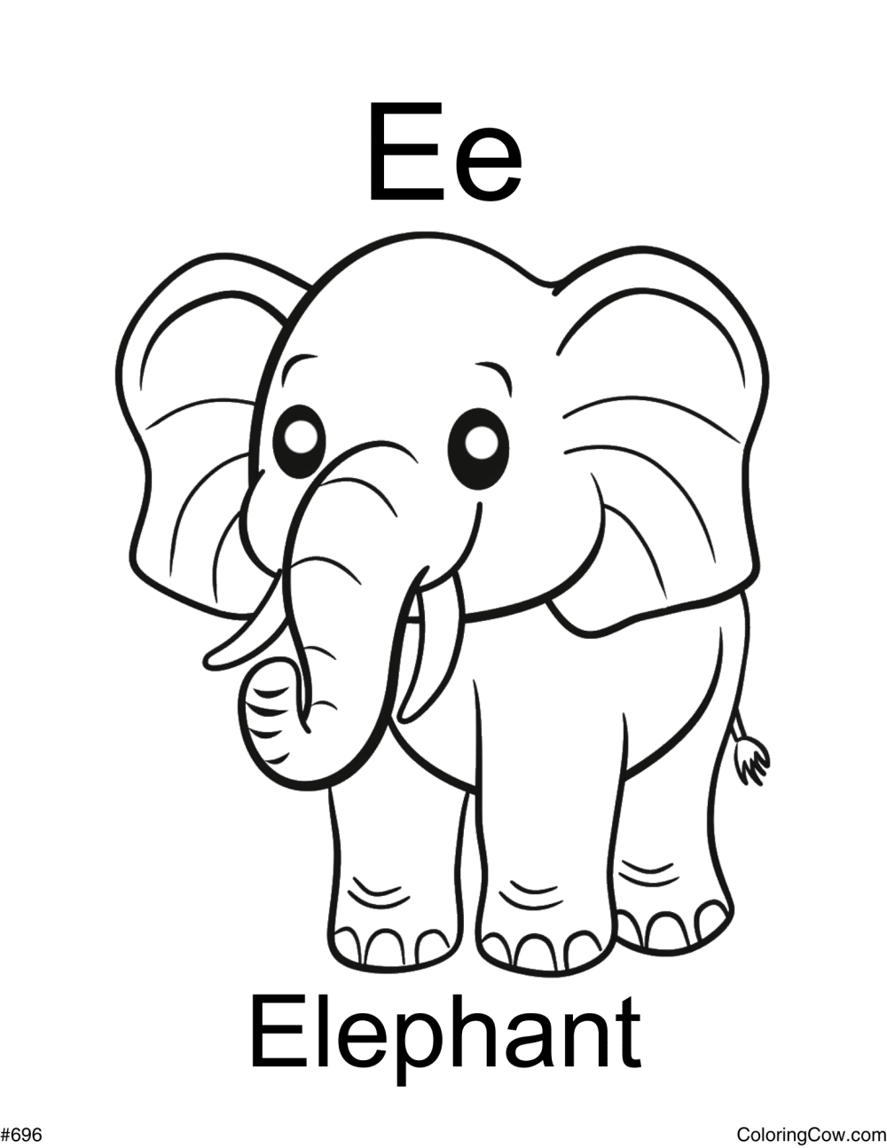 E Is for Elephant Coloring Page