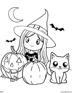 Cute Halloween Coloring Page