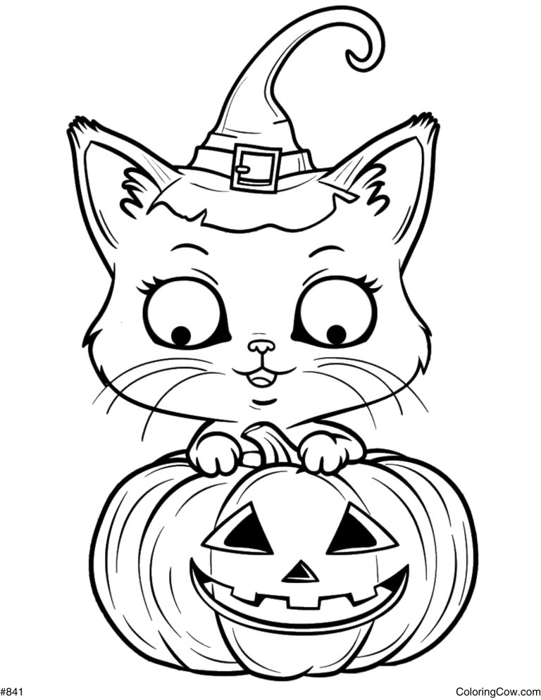 Halloween Cat Coloring Page