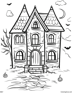 Halloween House Coloring Page