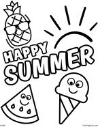 Happy Summer Coloring Page