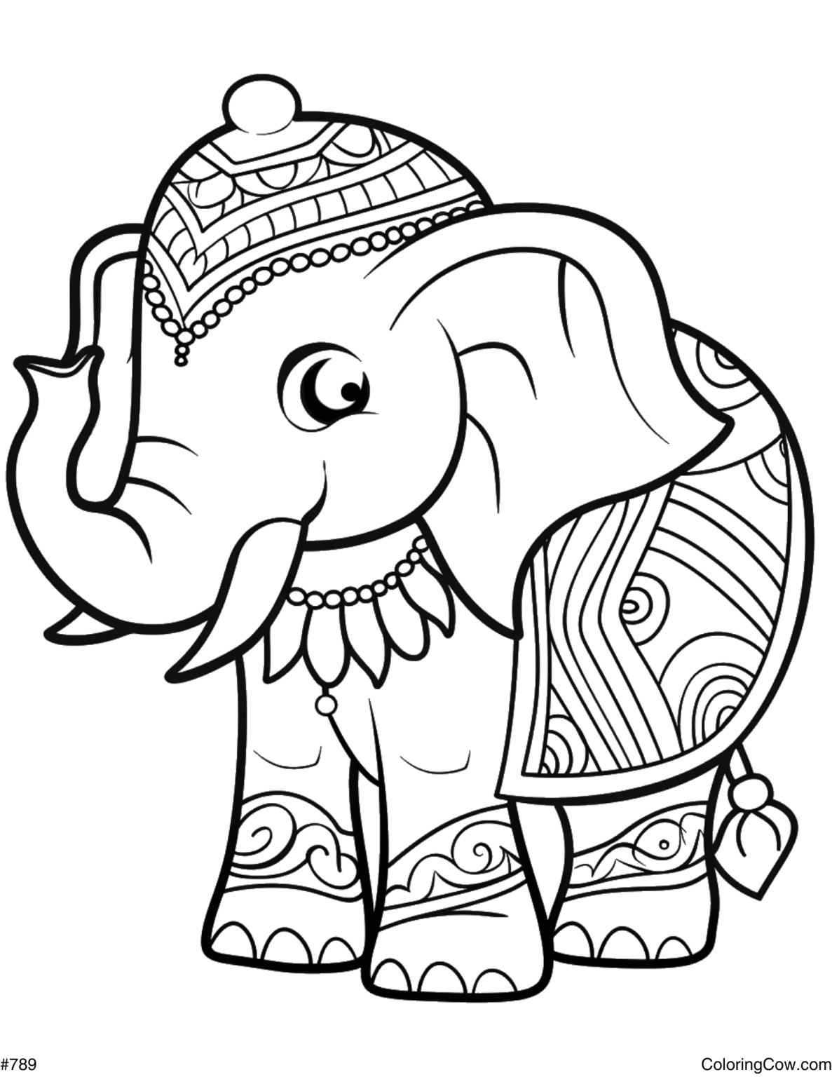 Cute Elephant Coloring Page