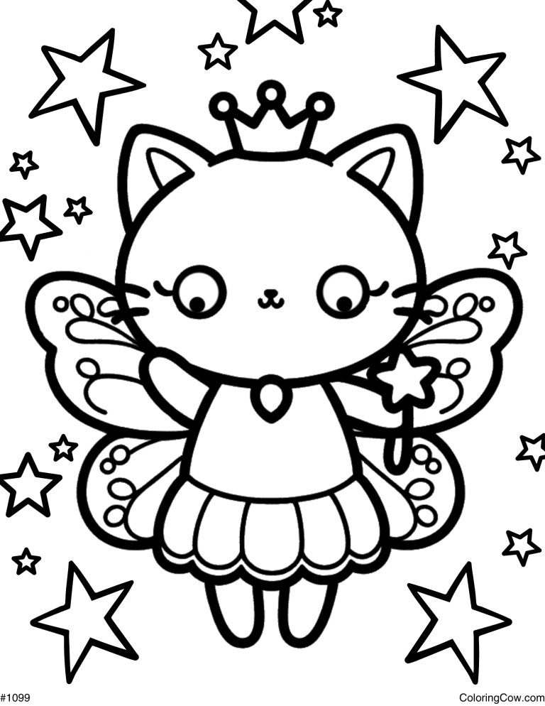 Kitty Fairy Coloring Page