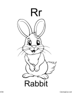 R Is for Rabbit Coloring Page
