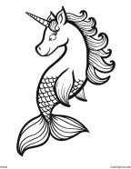Unicorn Mermaid Coloring Page
