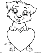Valentine's Dog Coloring Page