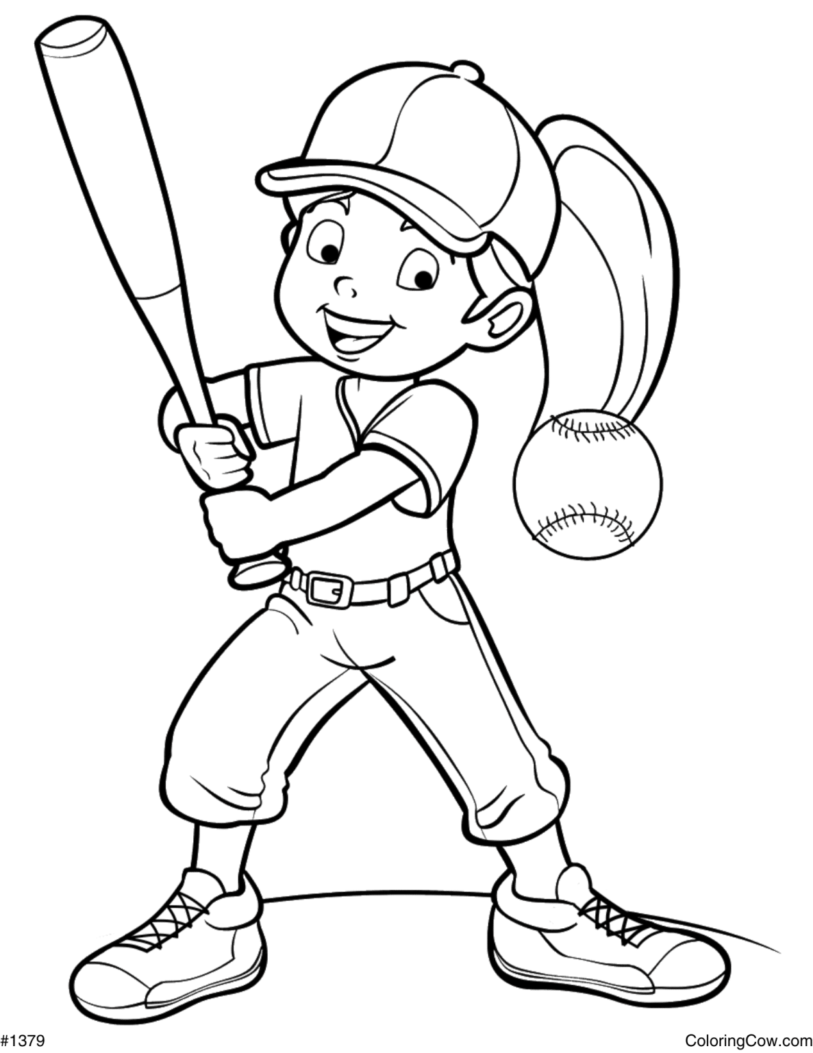 Girl Softball Player Coloring Page
