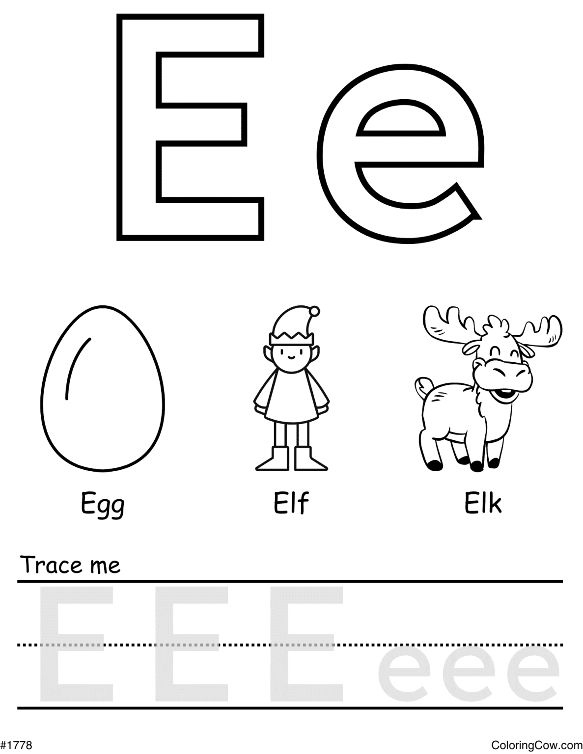 Letter E Coloring Page