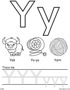 Letter Y Coloring Page
