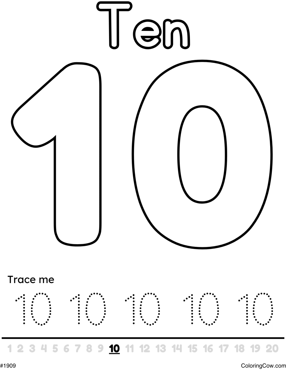 Number 10 Coloring Page