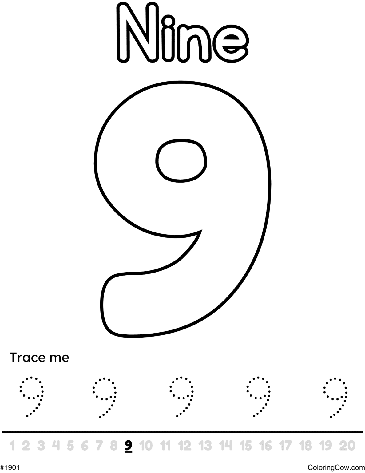 Number 9 Coloring Page