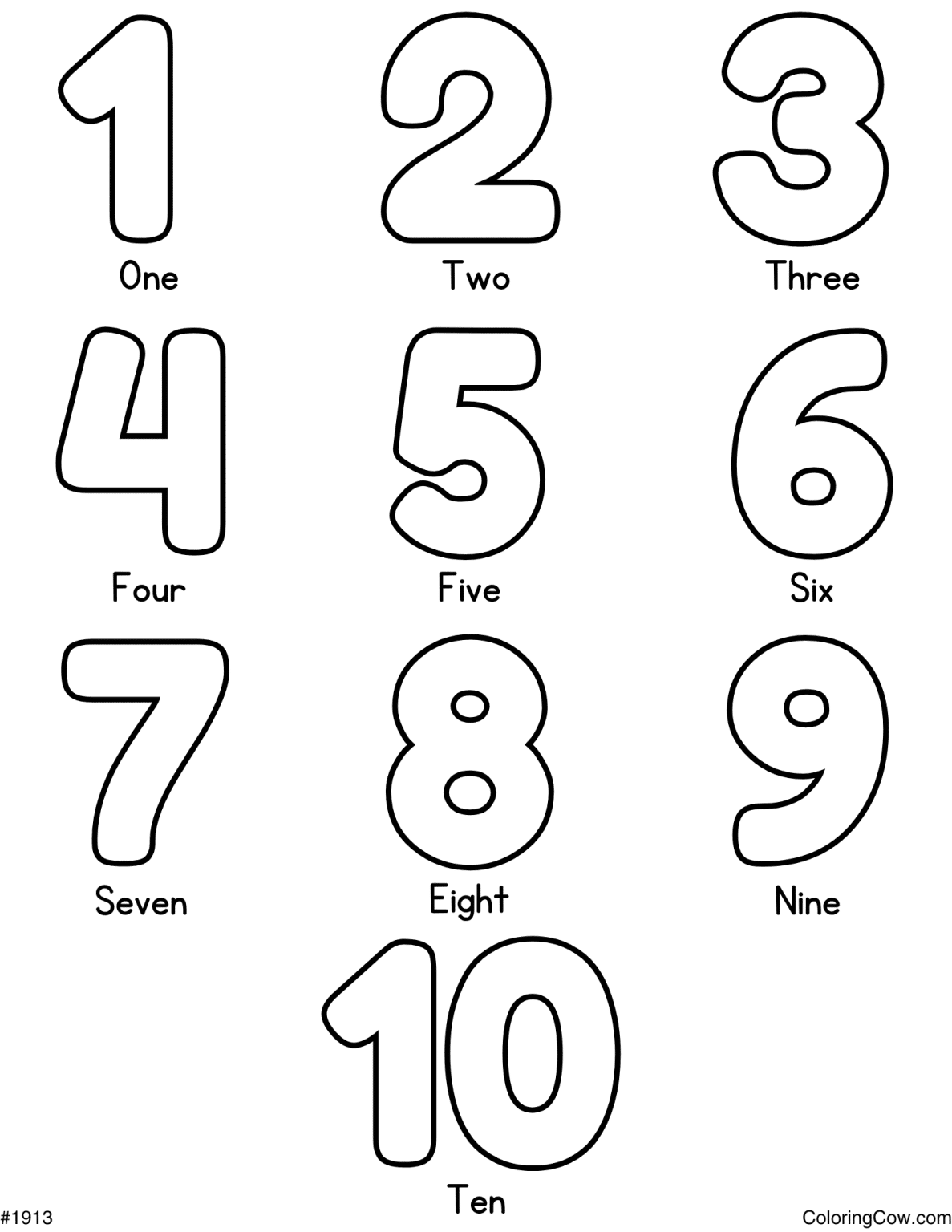 Number Coloring Pages Coloring Cow