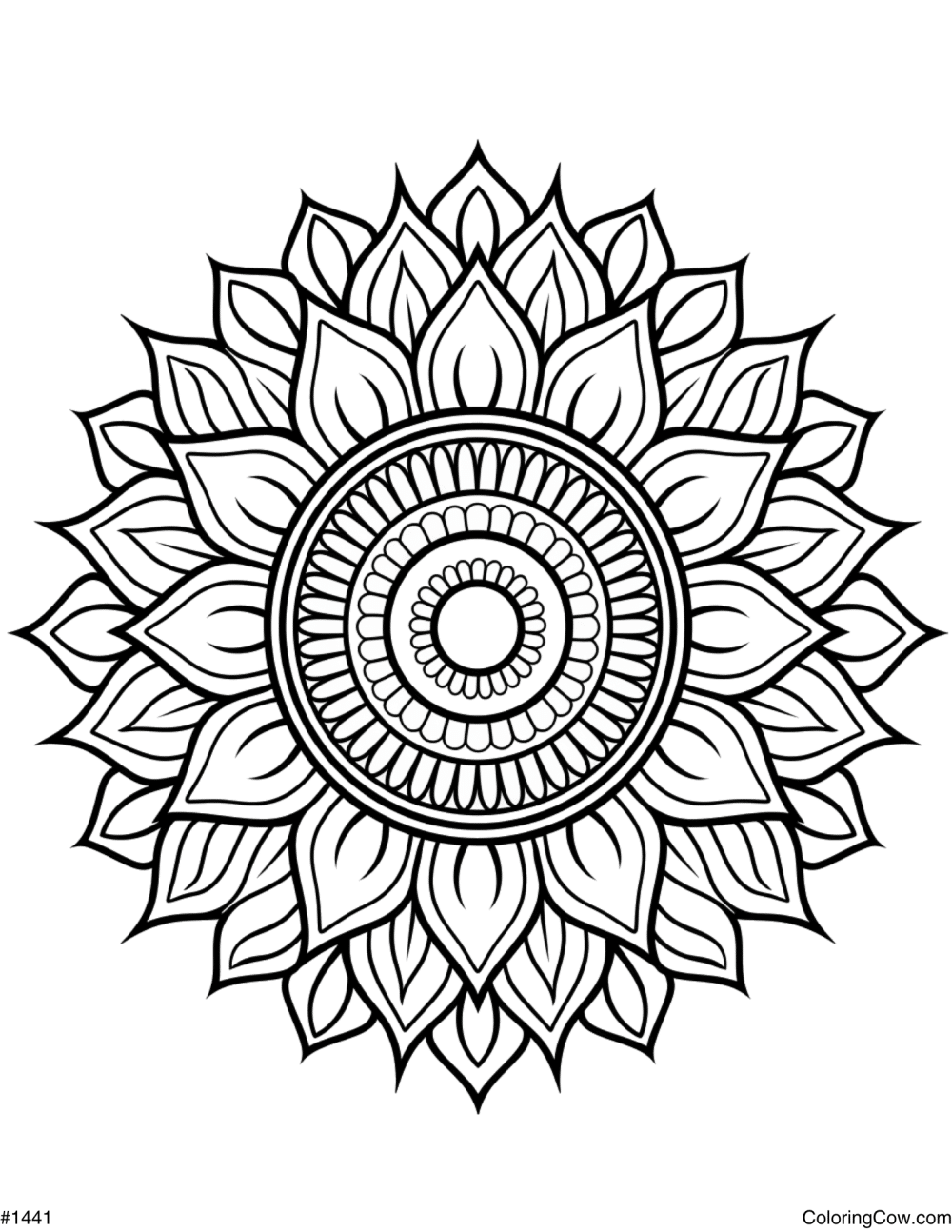 Sunflower Mandala Coloring Page