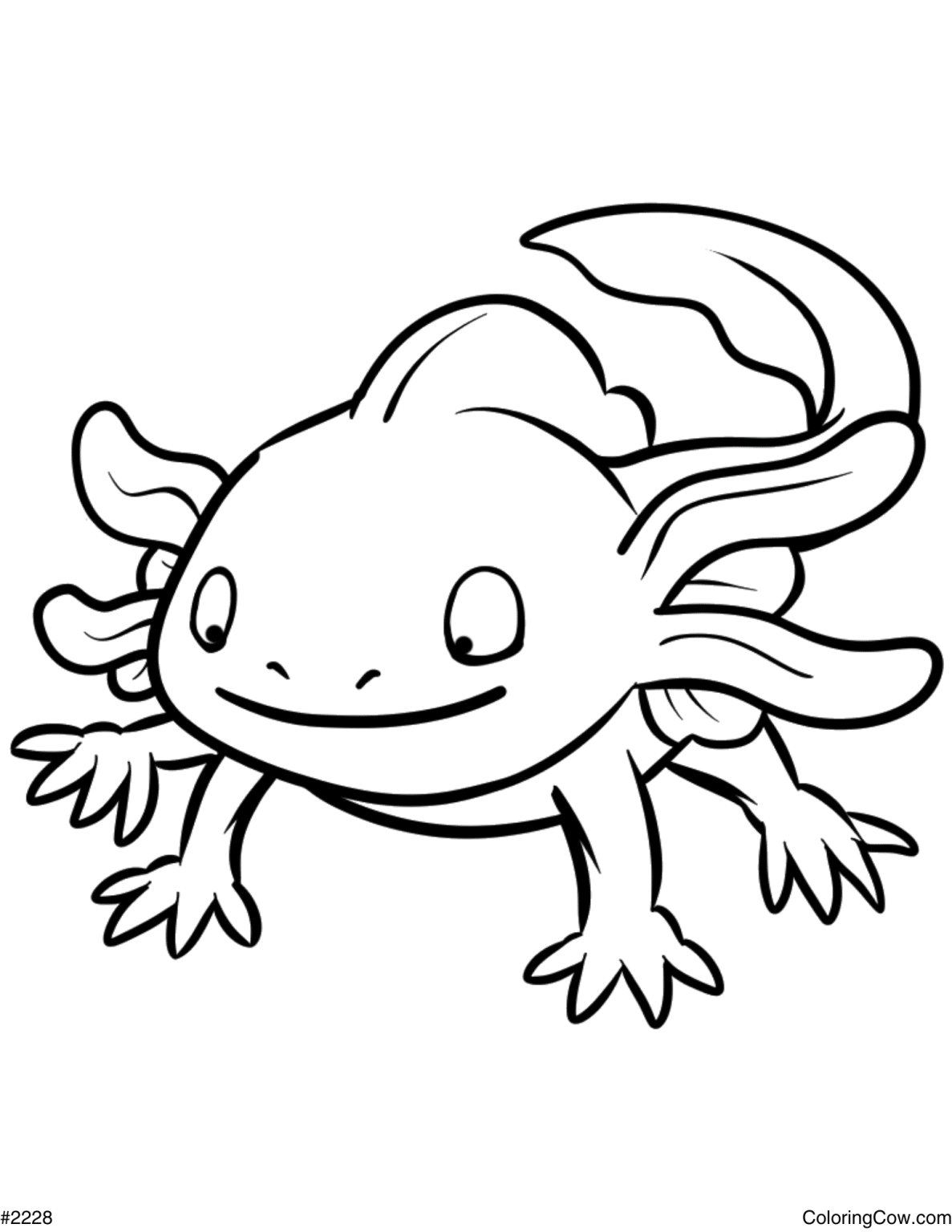 Cute Axolotl Coloring Page