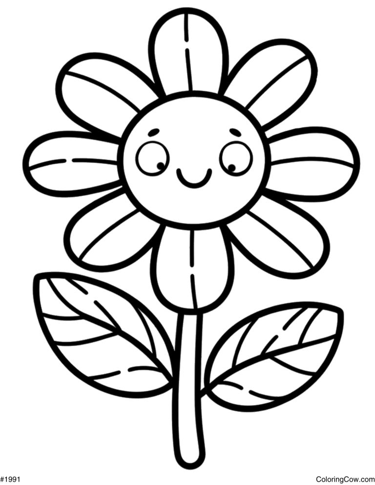 Cute Flower Coloring Page