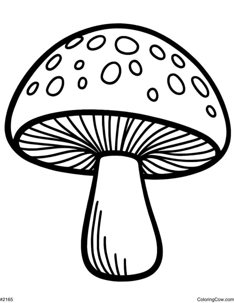 Easy Mushroom Coloring Page