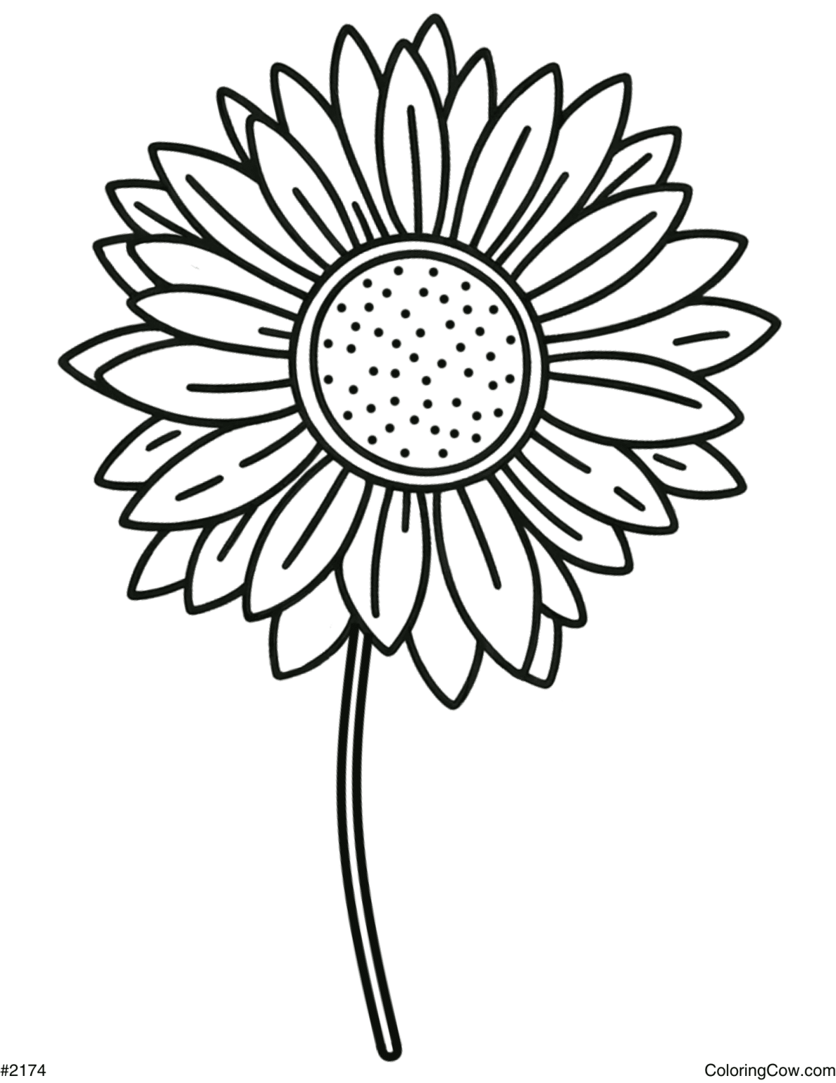 Easy Sunflower Coloring Page