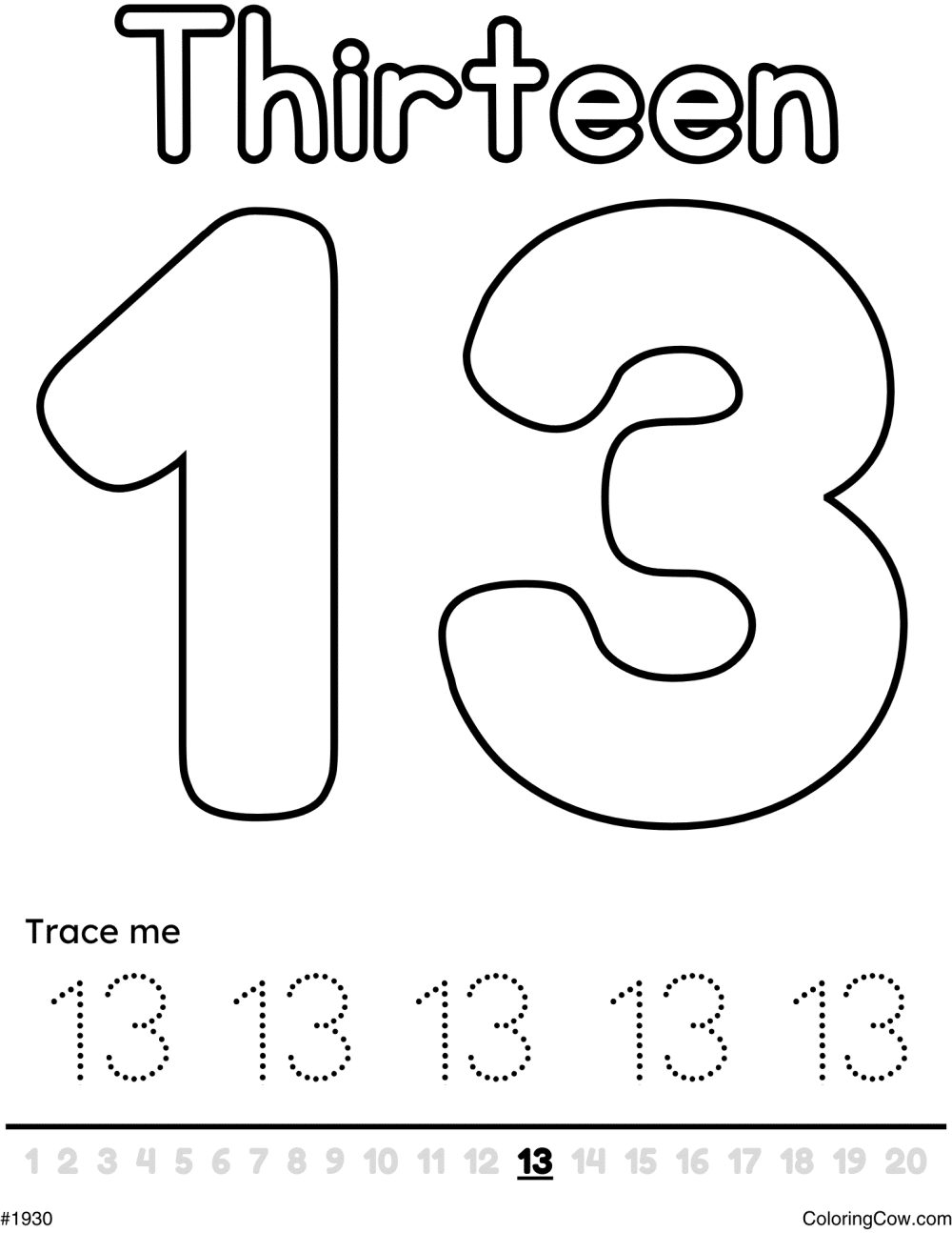 Number 13 Coloring Page