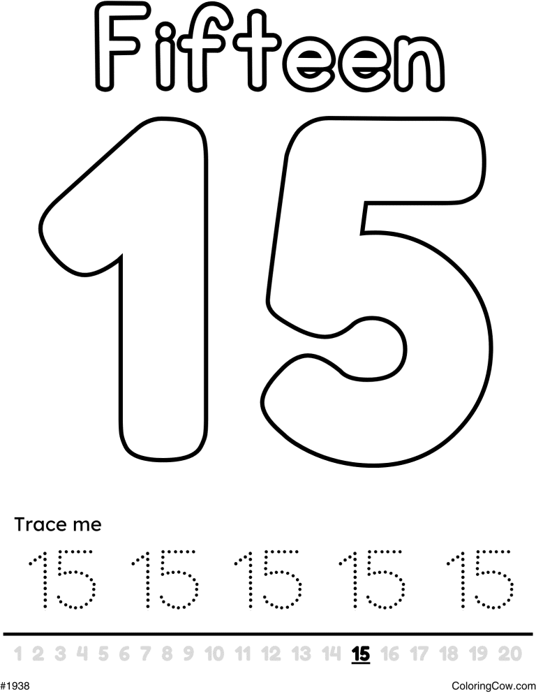 Number 15 Coloring Page