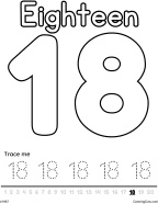 Number 18 Coloring Page