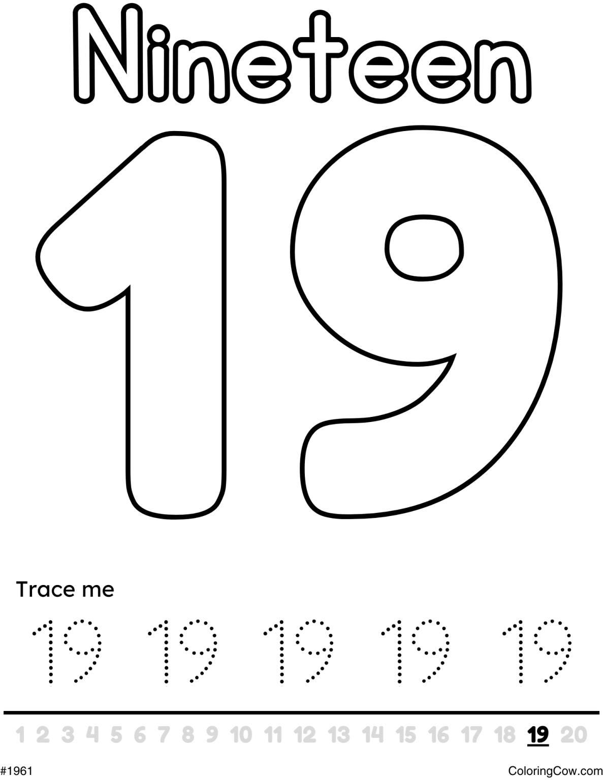 Number 19 Coloring Page