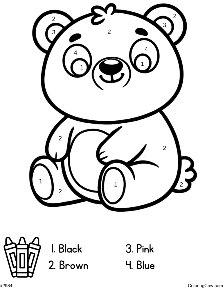Cat Color By Number Coloring Page