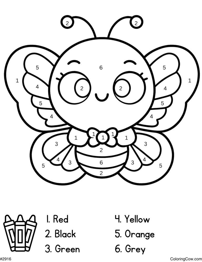 Butterfly Color By Number Coloring Page