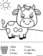 Cow Color By Number Coloring Page