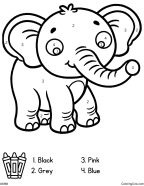 Elephant Color By Number Coloring Page