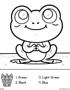 Frog Color By Number Coloring Page