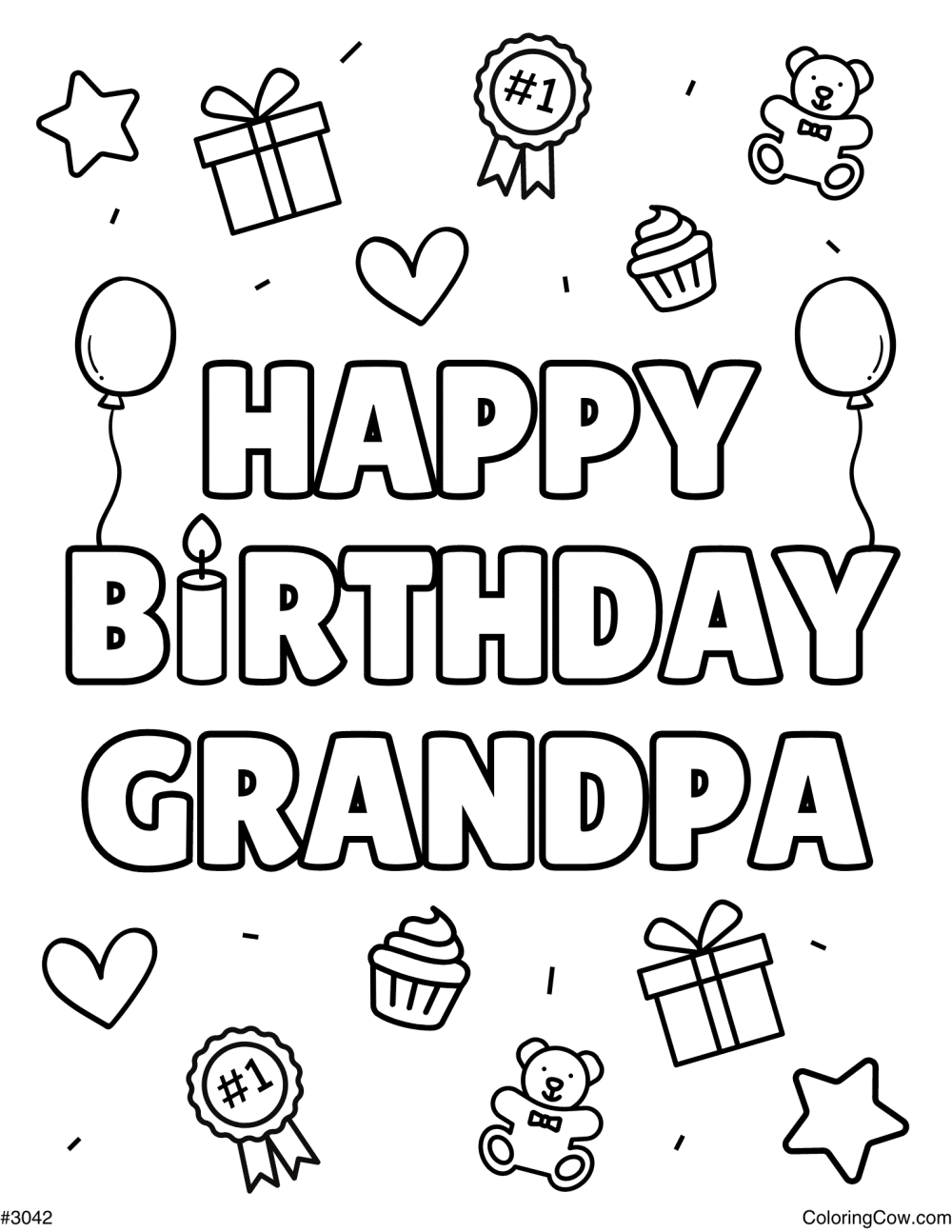 Happy Birthday Grandpa Coloring Page