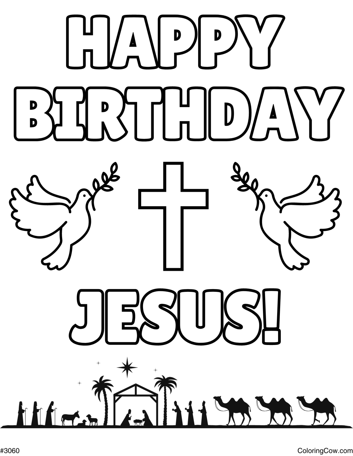 Happy Birthday Jesus Coloring Page