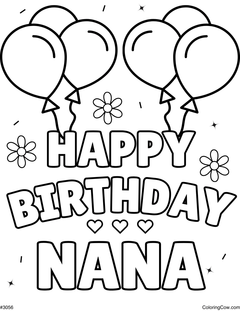 Happy Birthday Nana Coloring Page