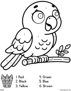 Parrot Color By Number Coloring Page