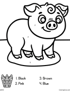 Pig Color By Number Coloring Page