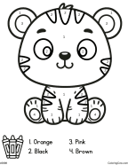 Tiger Color By Number Coloring Page
