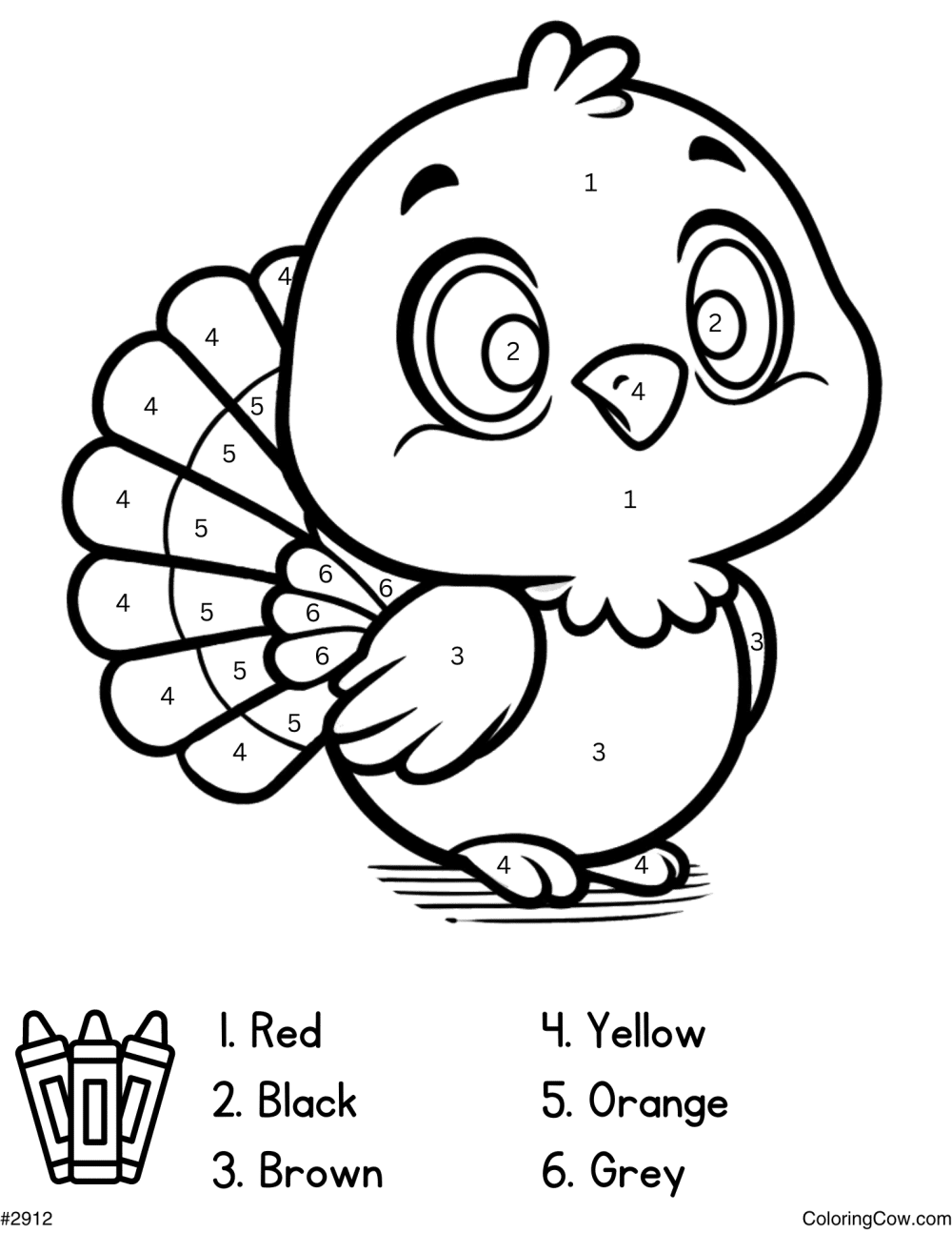 Turkey Color By Number Coloring Page