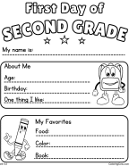 First Day of Second Grade Coloring Page
