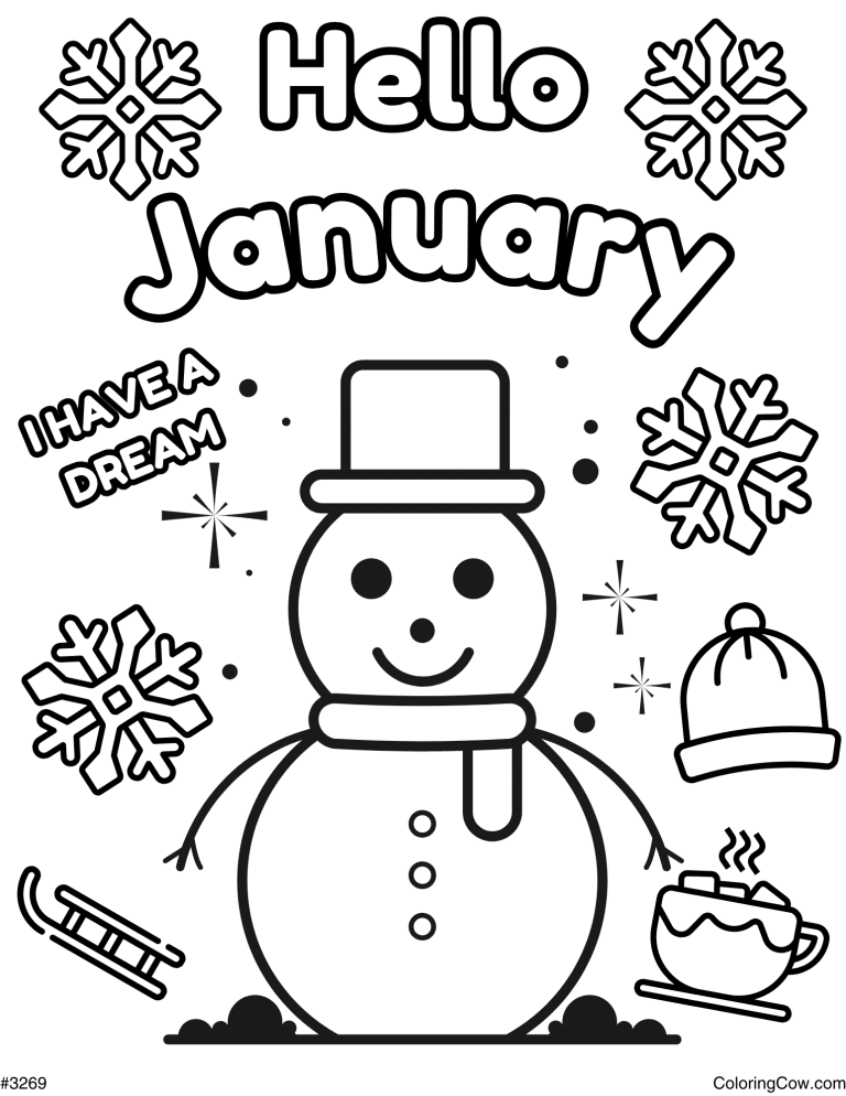 January Calendar Coloring Page
