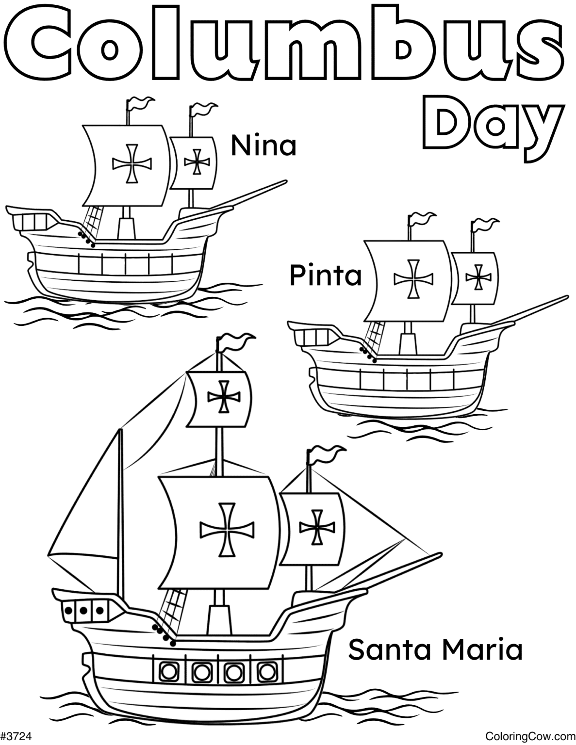 Columbus Day Ships Coloring Page