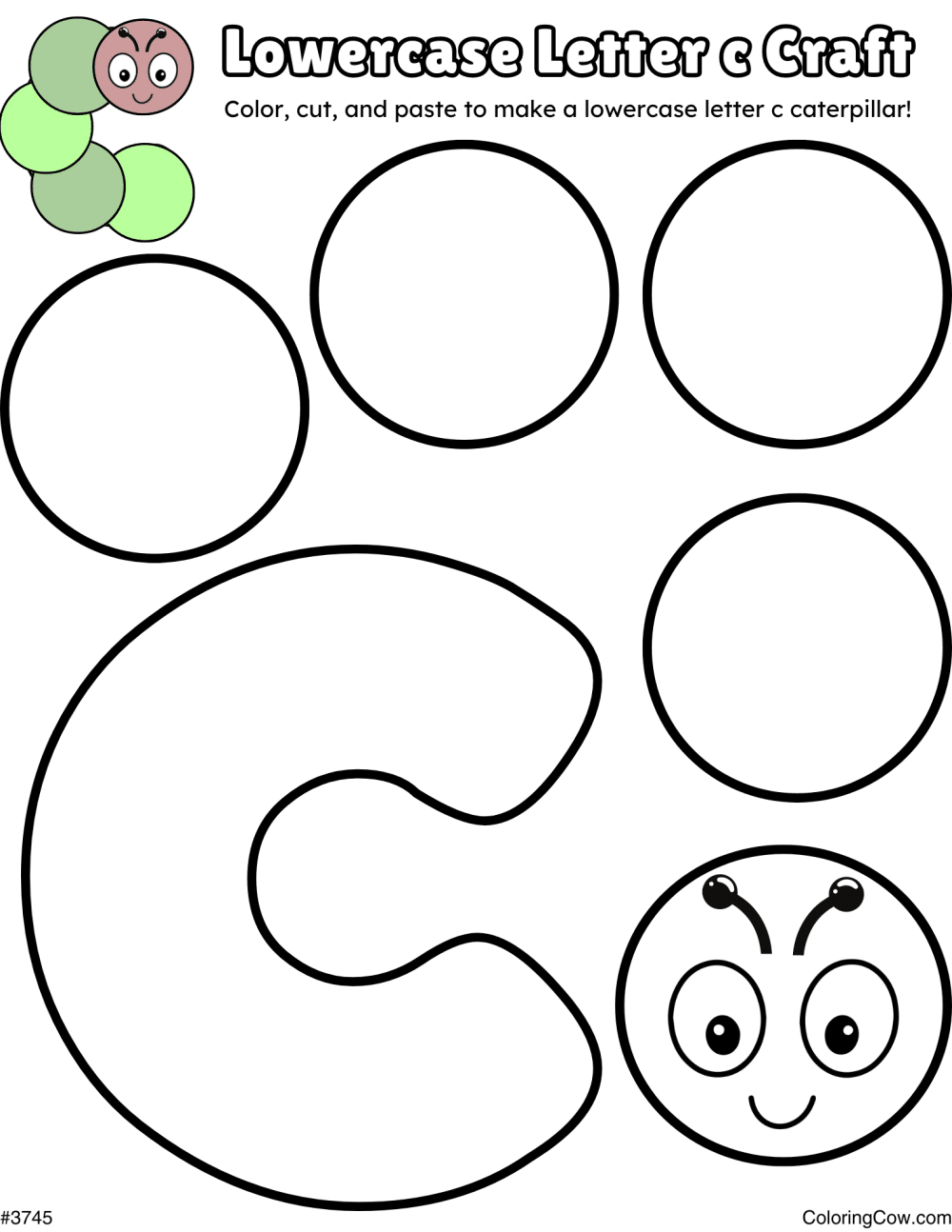 Lowercase Letter c Caterpillar Craft