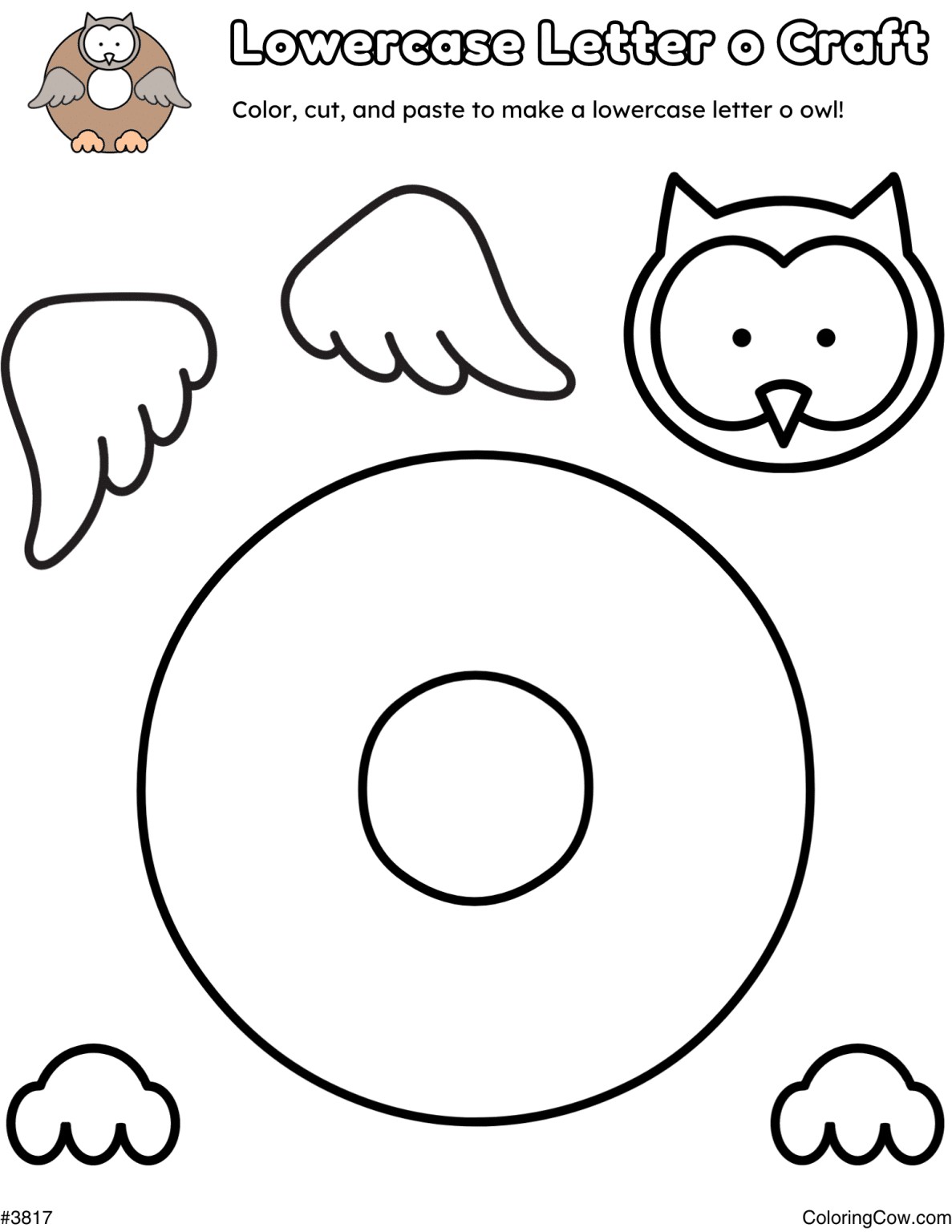 Lowercase Letter o Owl Craft