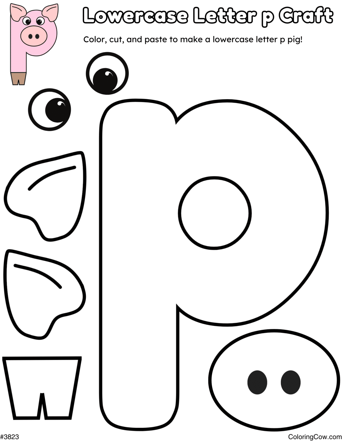 Lowercase Letter p Pig Craft