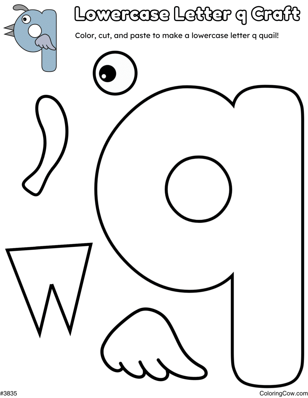 Lowercase Letter q Quail Craft