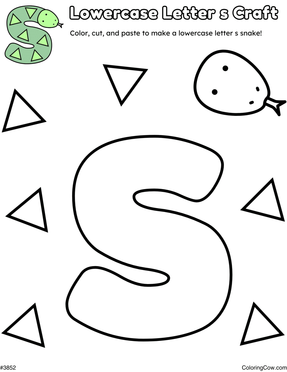 Lowercase Letter s Snake Craft