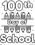 100th Day of School Coloring Page
