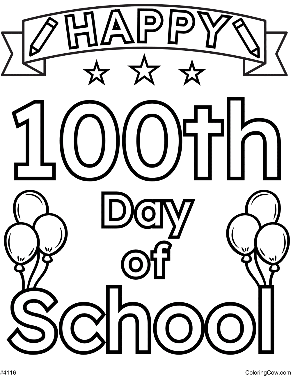 100th Day of School Coloring Pages - Coloring Cow